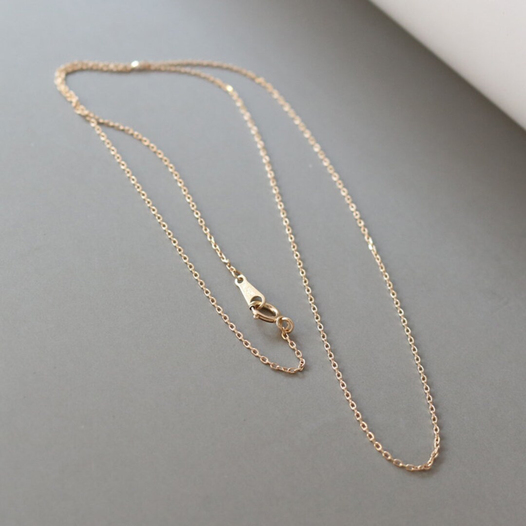 14K Solid Gold Chain Necklace, Minimalist Chain, Slim Chain Necklace ...