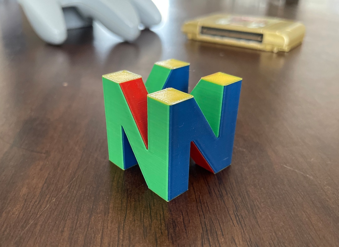 Nintendo 64 Fully Multicolor 3D Printed Logo | Retro N64 Cube Figurine ...