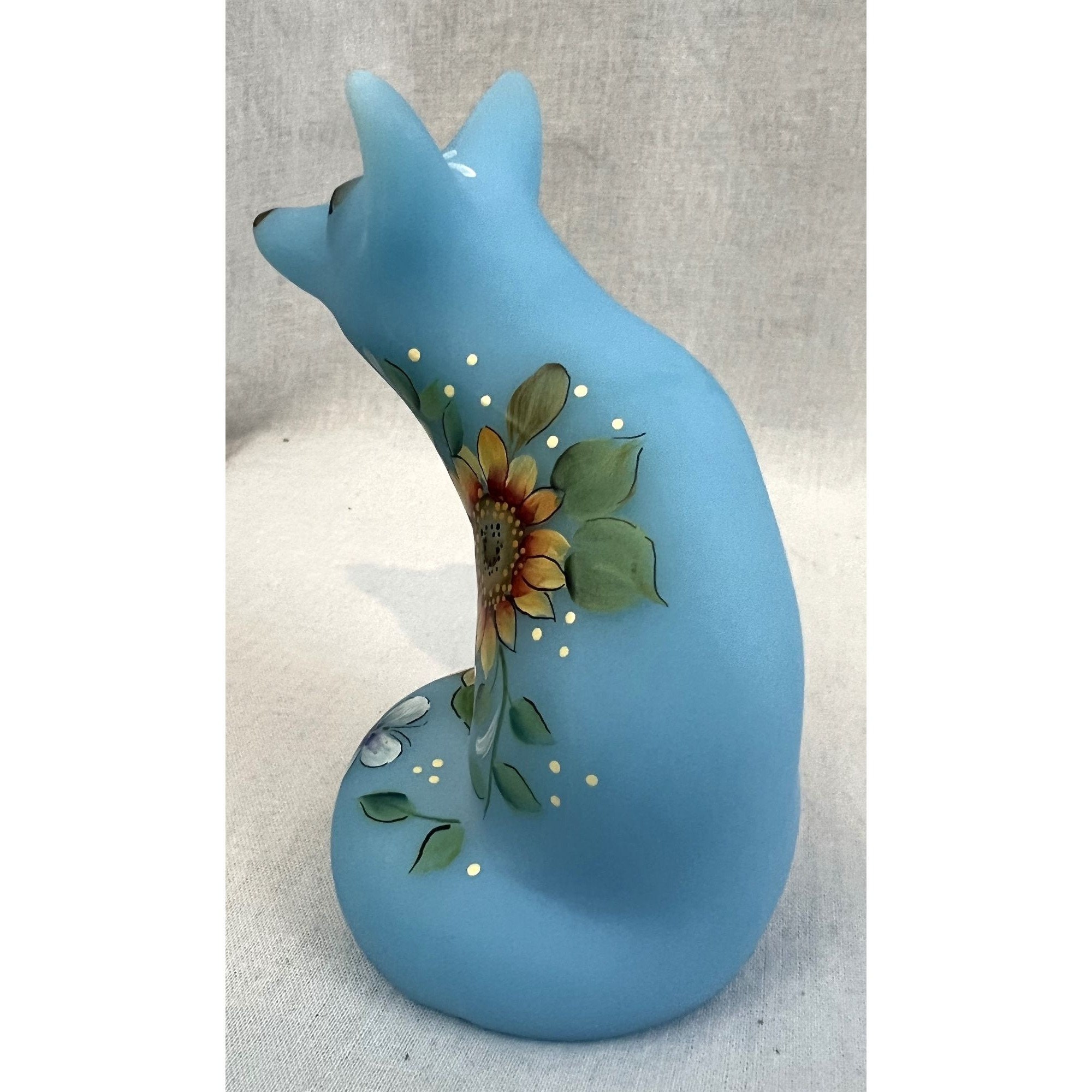 2022 Fenton Glass FOX Sunflower Delight Robin Egg Blue HP Kim - Etsy