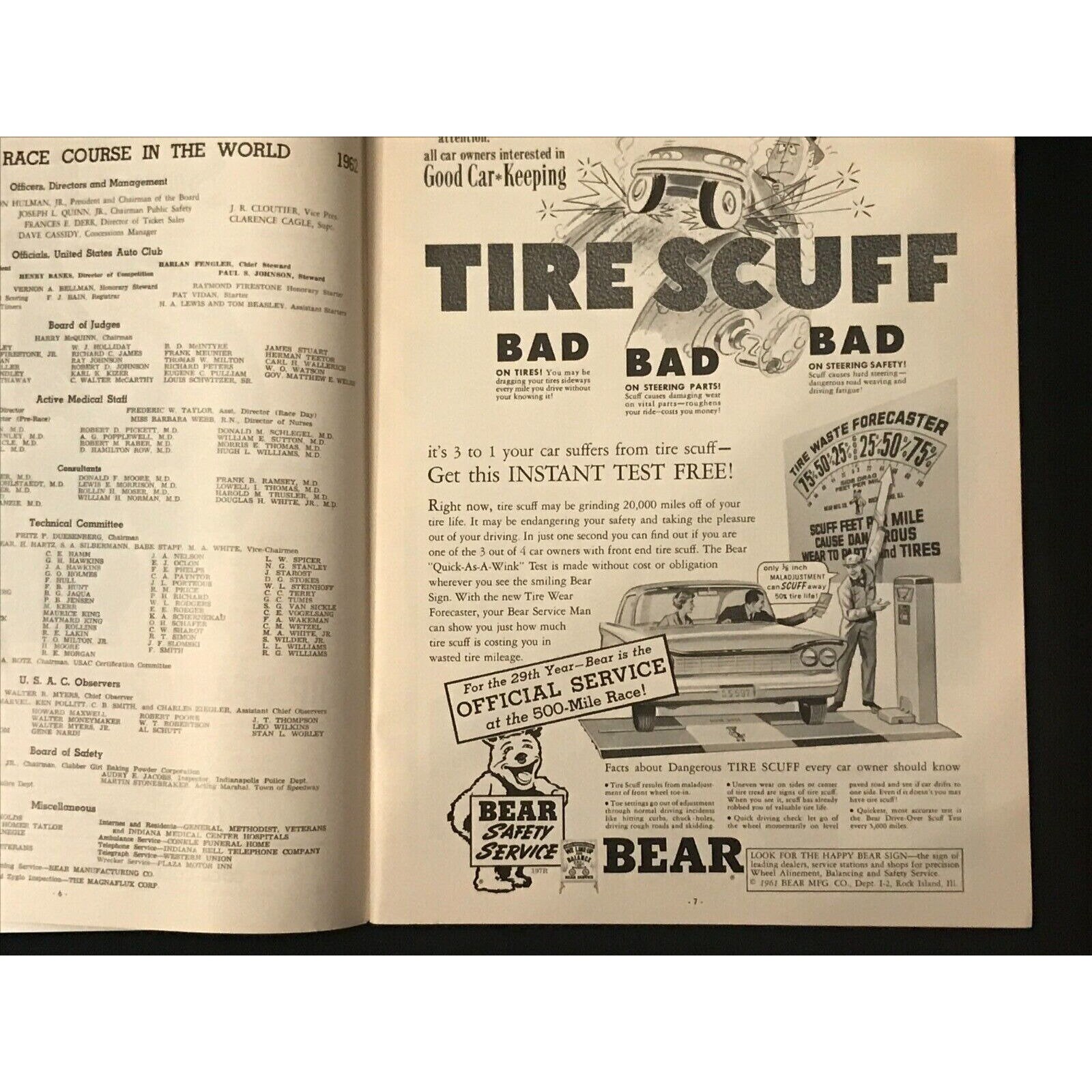 1962 46th Indianapolis 500 Official Program and Trifold Score Sheet ...