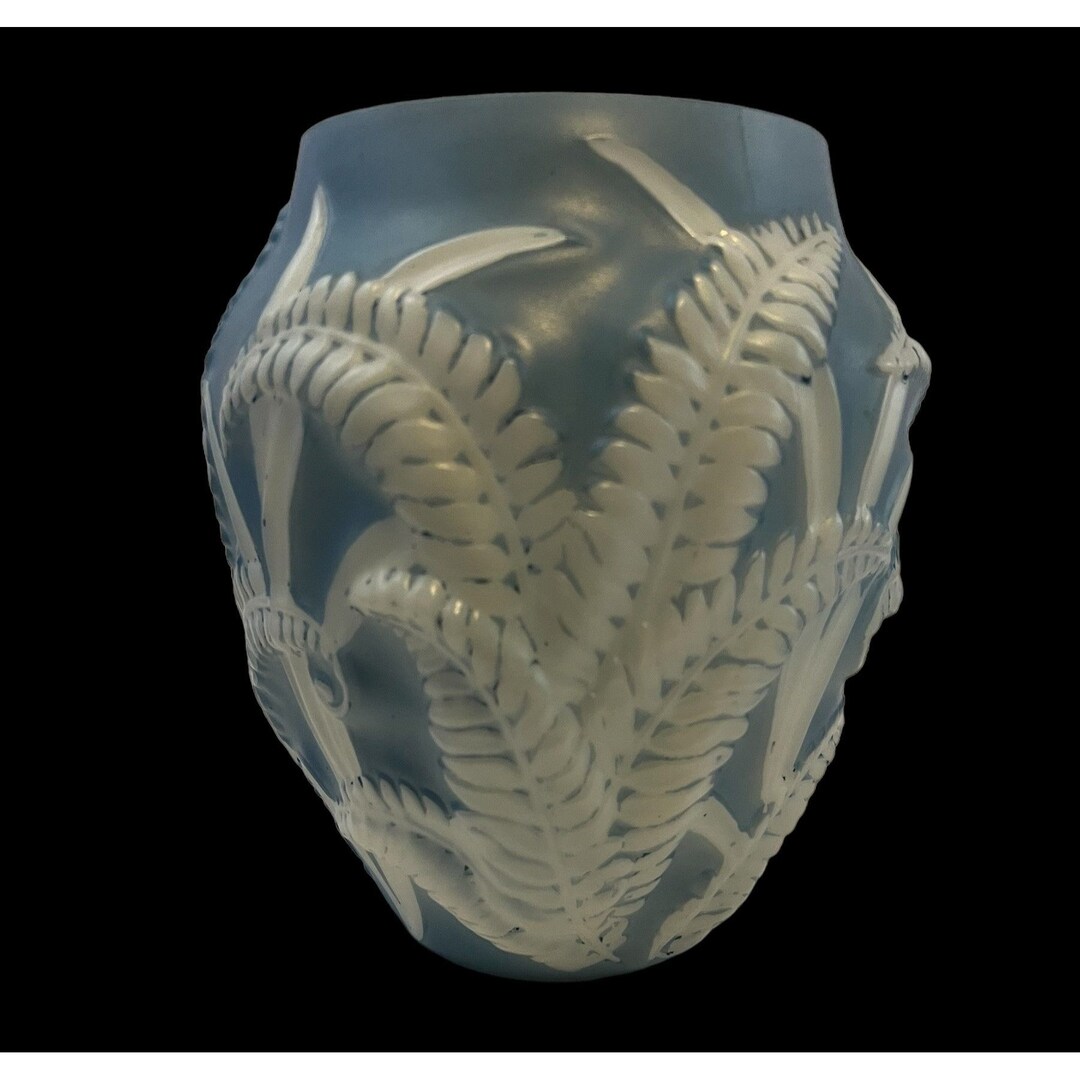 Phoenix Sculptured Artware Art Glass Vase Blue Fern 7” Art Deco Nice - Etsy