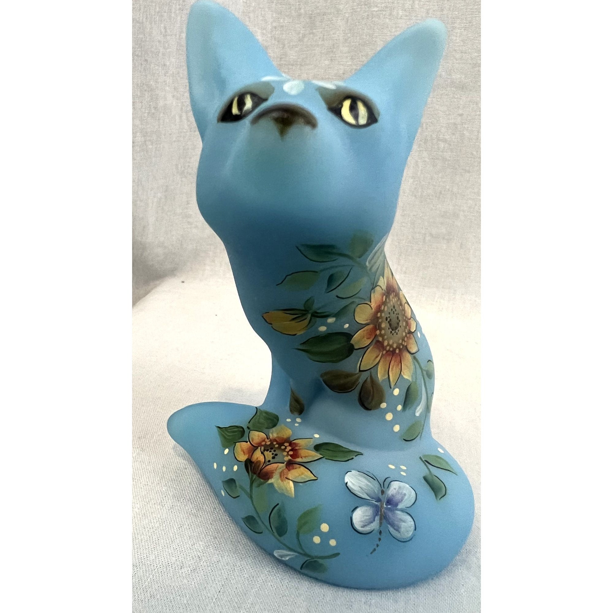 2022 Fenton Glass FOX Sunflower Delight Robin Egg Blue HP Kim - Etsy