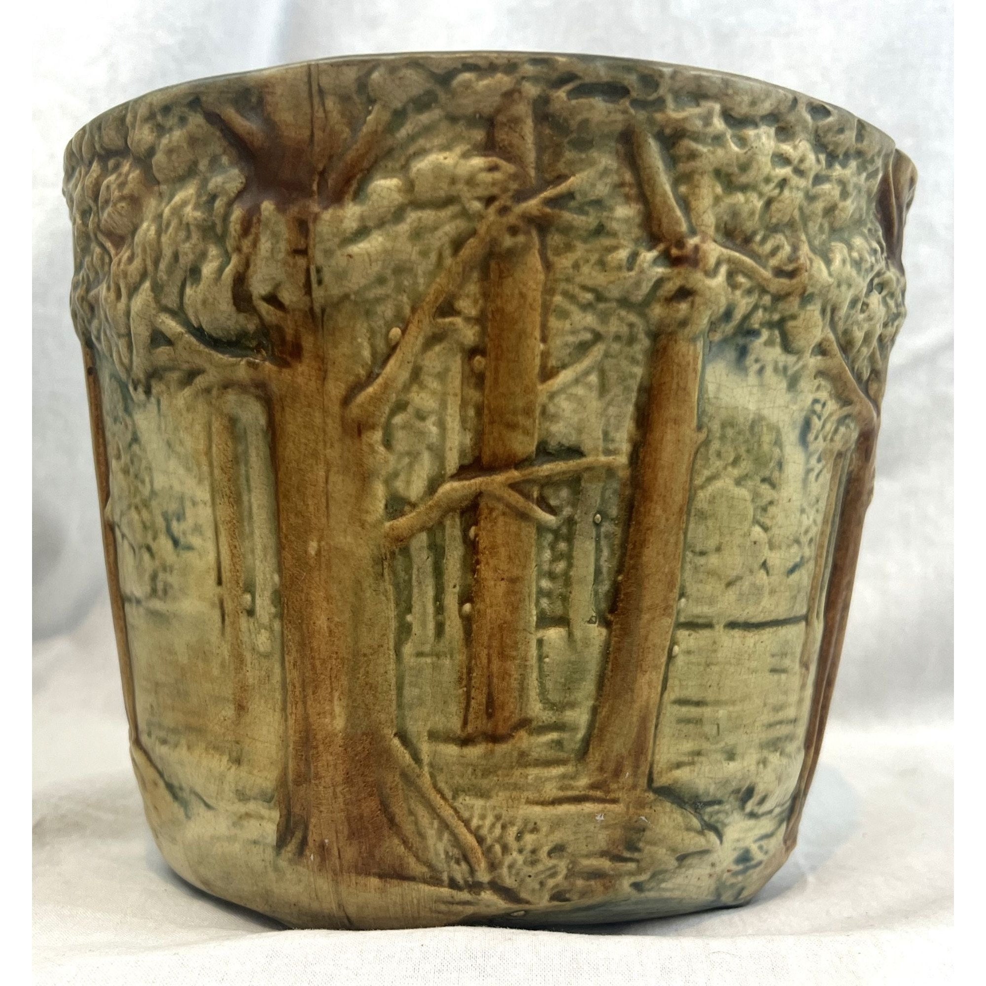 Vintage 1920s Weller Pottery Forest Landscape Jardiniere 6 1/4" Tall by ...