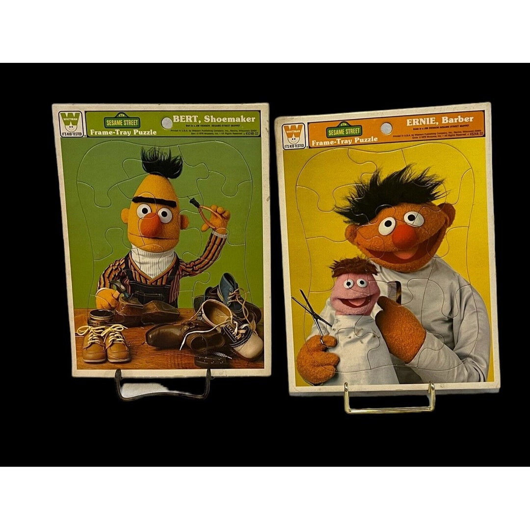 1979 Whitman Sesame Street Frame Tray Puzzles Ernie, Barber & Bert ...