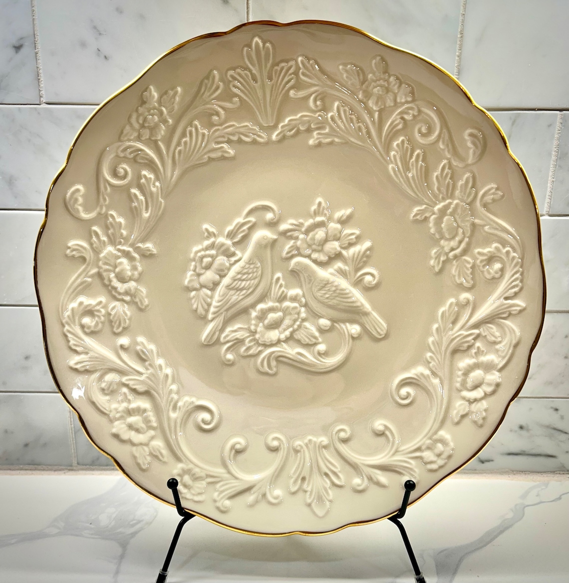 Vintage Lenox Anniversary Plate wedding Promises 12-3/4 Platter Ivory ...