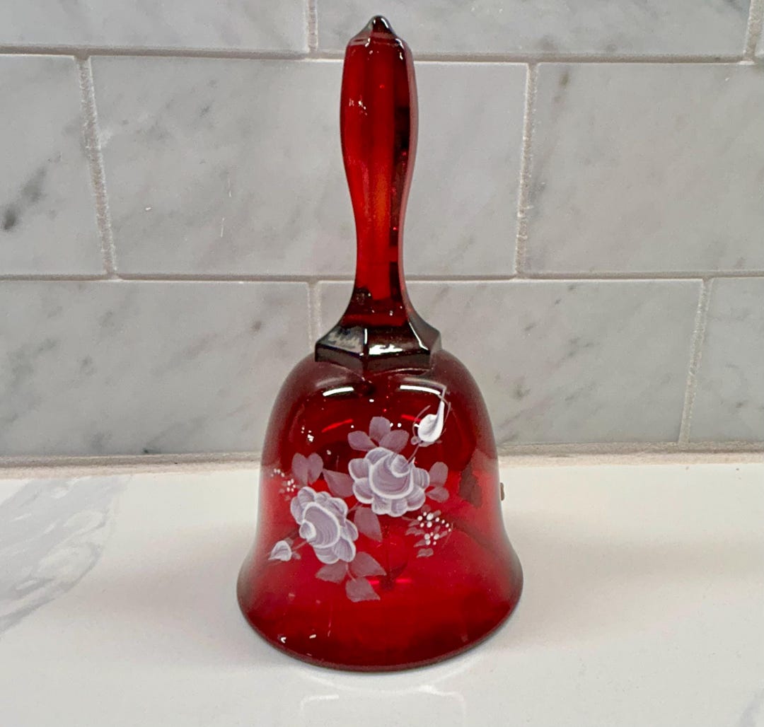 Vintage Fenton Ruby Red Bell Handpainted by L. Everson Circa 1970 - Etsy