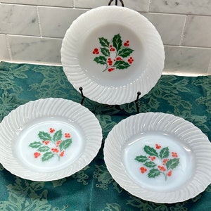Set of 3 Vintage Termocrisa Soup/salad Bowls Christmas Holly Berry Milk ...