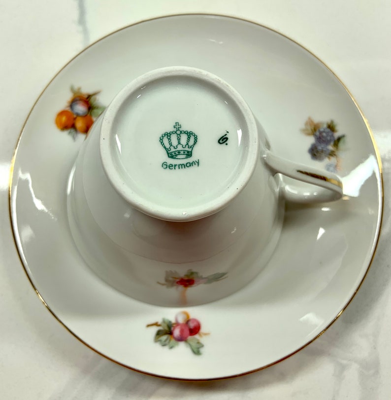 Vintage German Tea Cup and Saucer Fine China Fruit & Berries - Etsy
