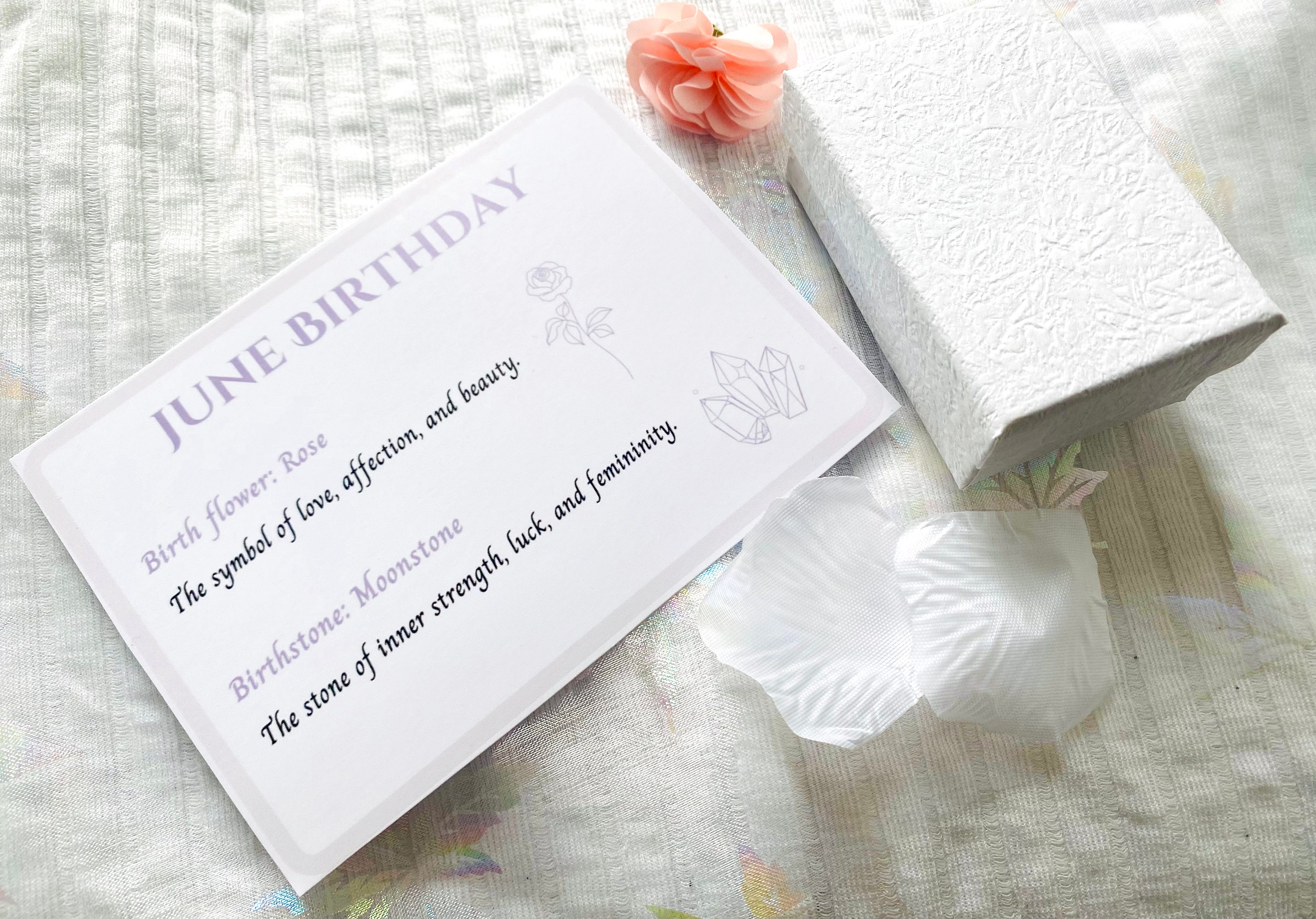 June Birth Flower & Genuine Birthstone Necklace, 18K Gold-plated Rose ...