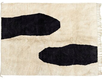 Cream and Black Checkered Rug - Etsy