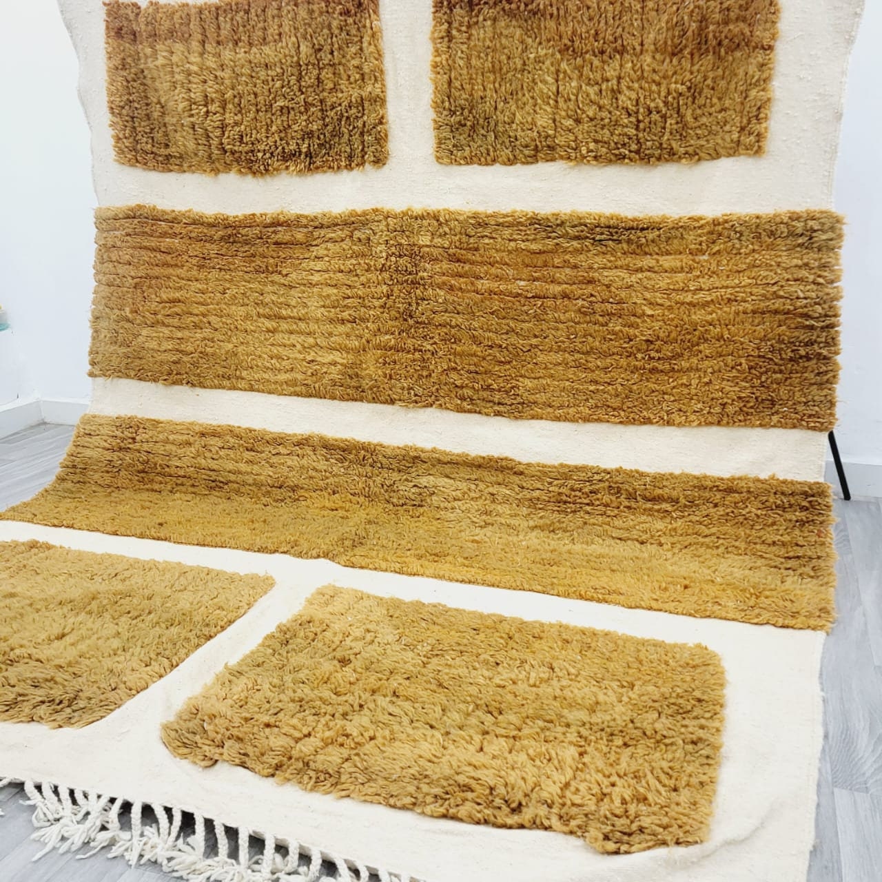 Brown Big Bricks Moroccan Wool Rug - Etsy