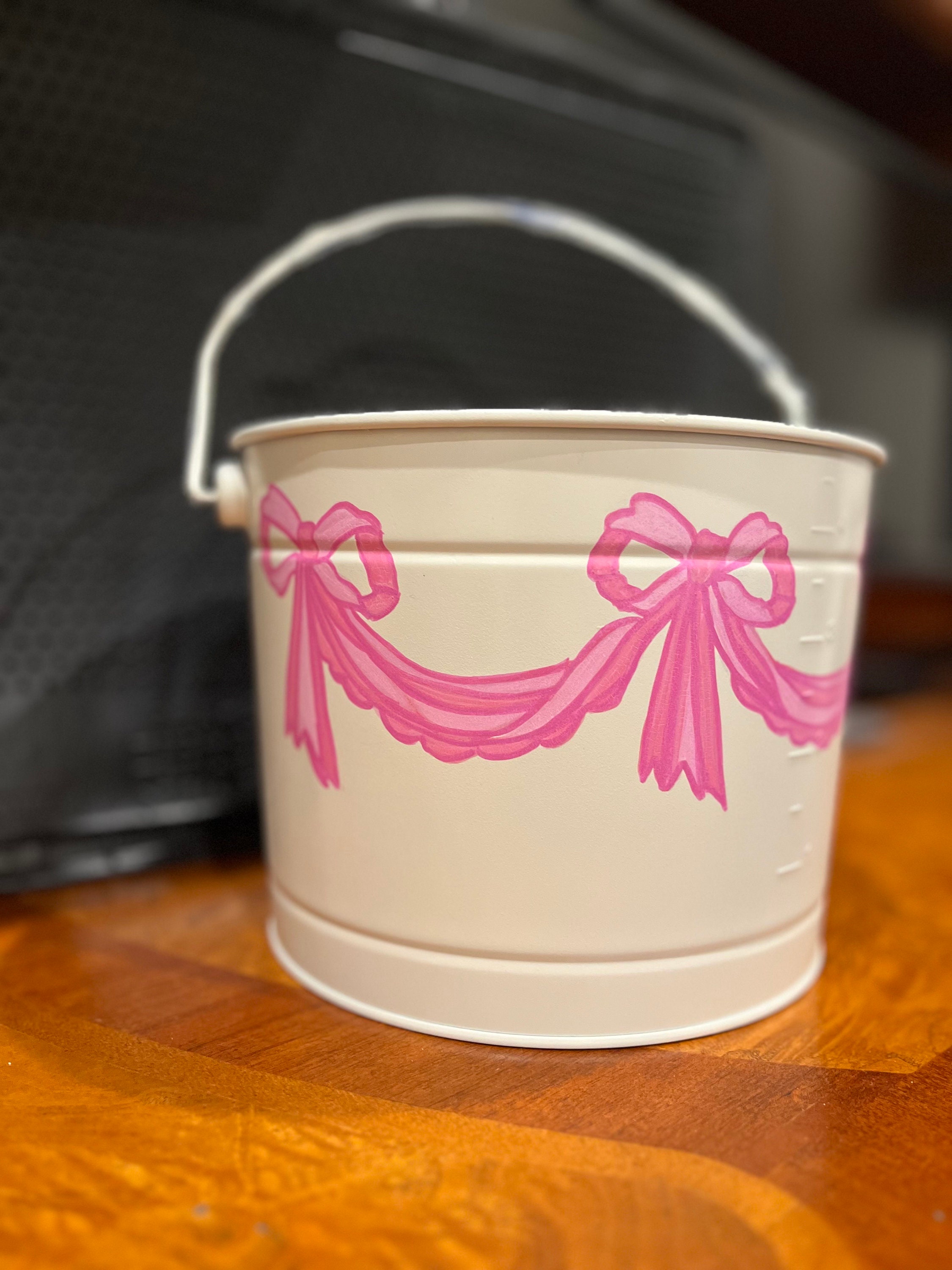 Easter Pail Hand Painted Easter Bucket Bow Easter Basket - Etsy