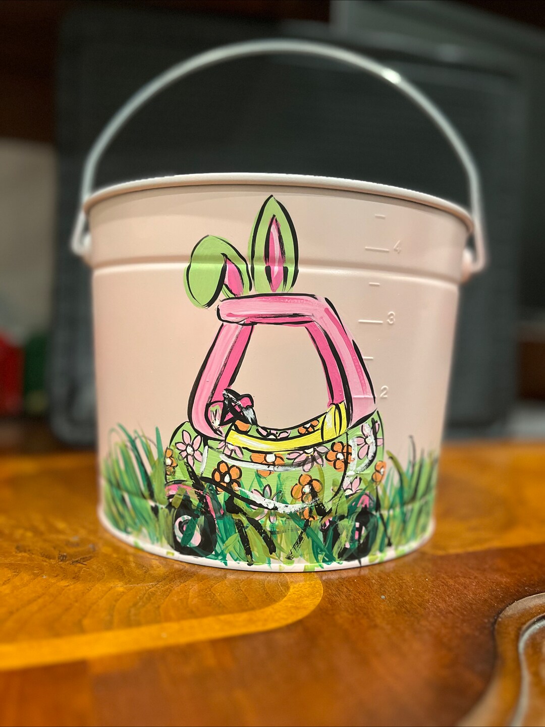 Easter Pail, Hand Painted Easter Bucket, Cart Easter Basket, - Etsy