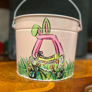 Easter Pail, Hand Painted Easter Bucket, Cart Easter Basket, - Etsy