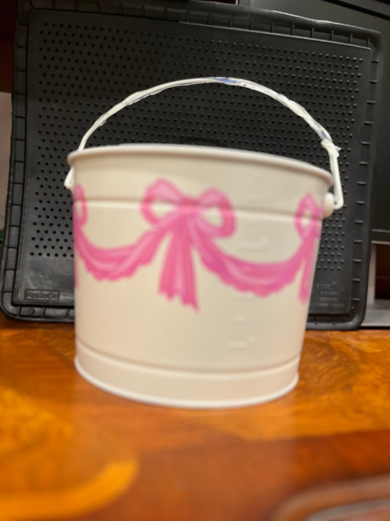Easter Pail Hand Painted Easter Bucket Bow Easter Basket - Etsy