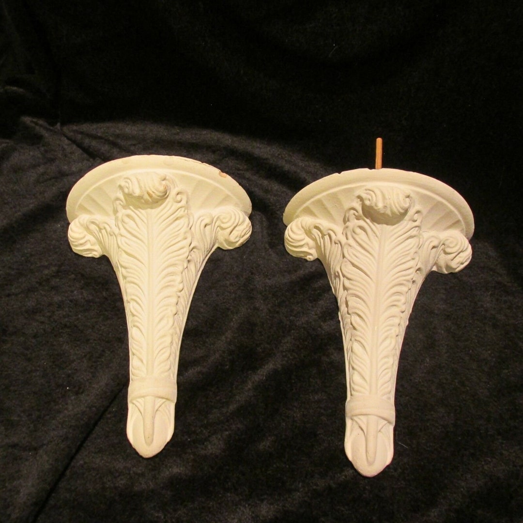 Vintage Chalkware Plaster Italian Plume Wall Sconces - Etsy