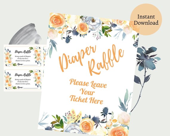 Floral Diaper Raffle Sign and Tickets - Etsy