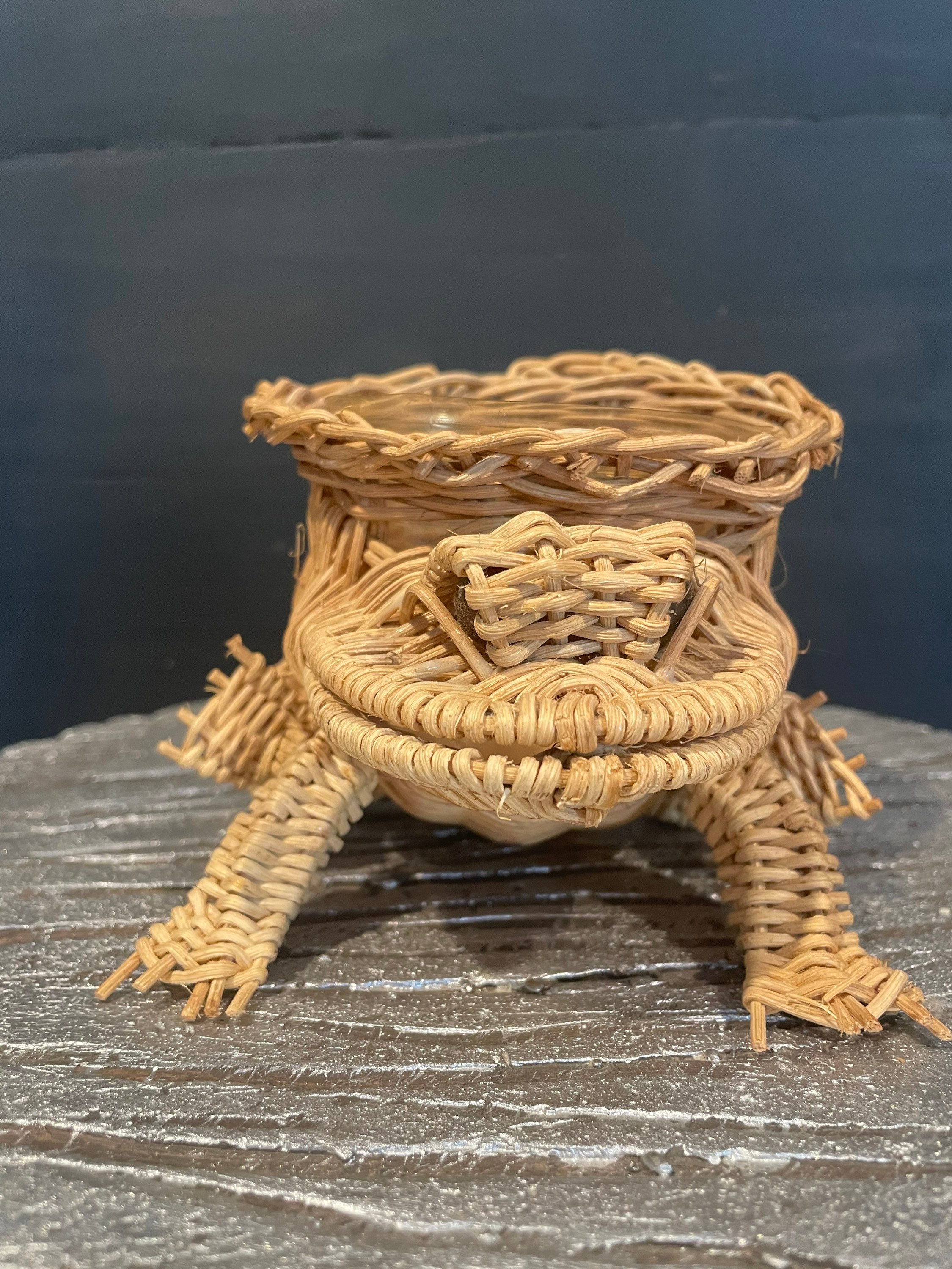 Vintage Wicker Frog Planter - Etsy