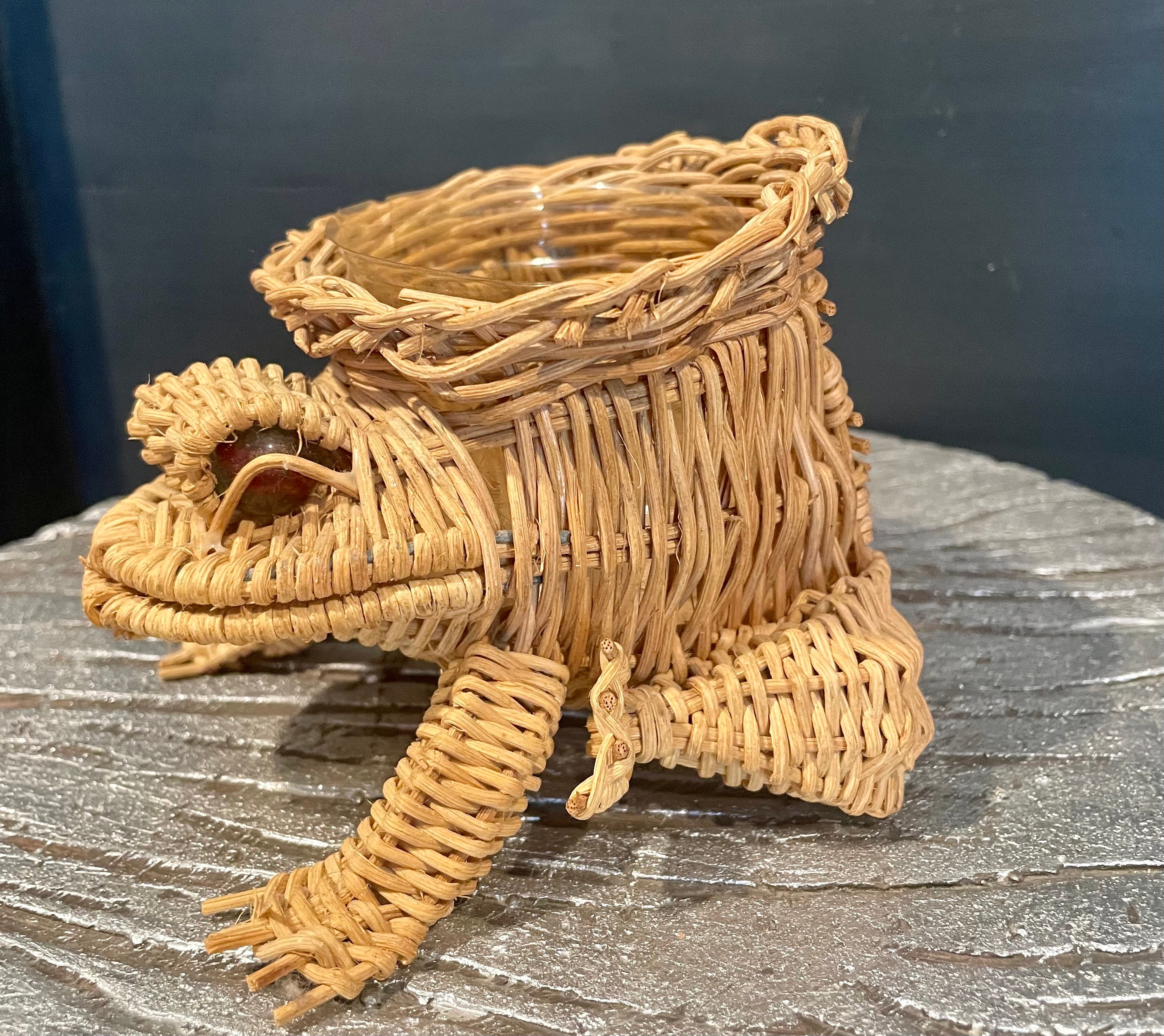 Vintage Wicker Frog Planter - Etsy