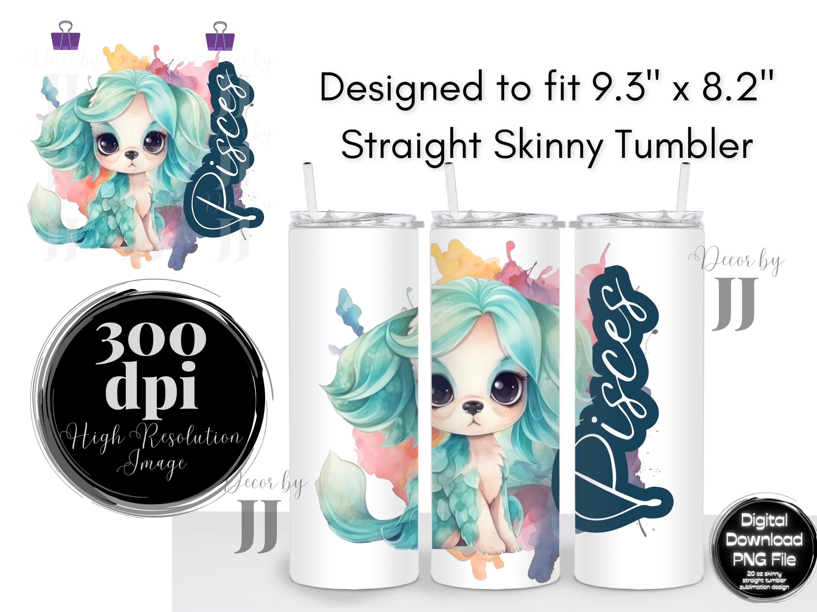 Pisces Zodiac Puppy Dog Zodiac Sign Watercolor Splash - Etsy