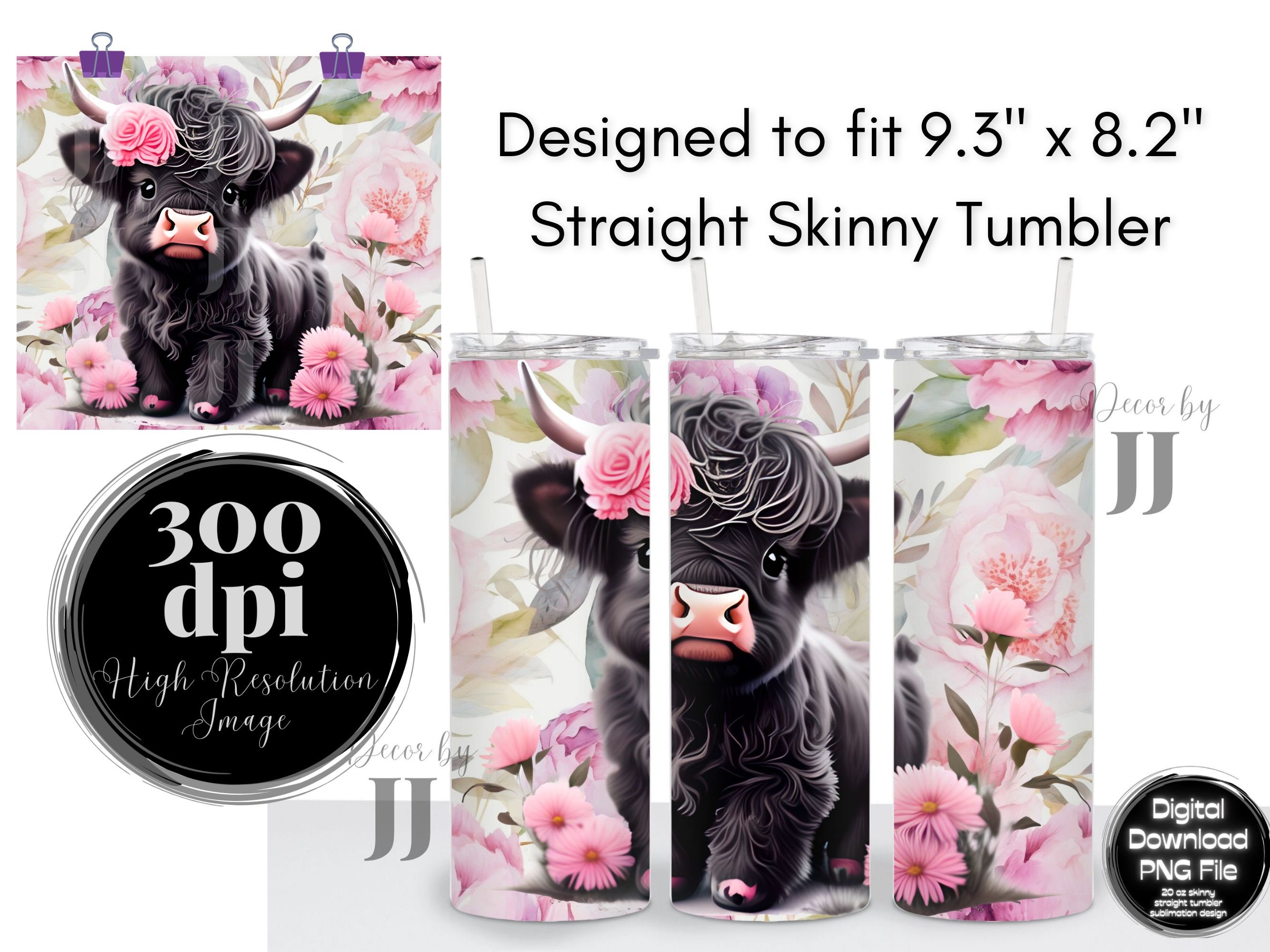 Baby Highland Cow, Pink Floral, Highland Cow, Black Baby Cow ...