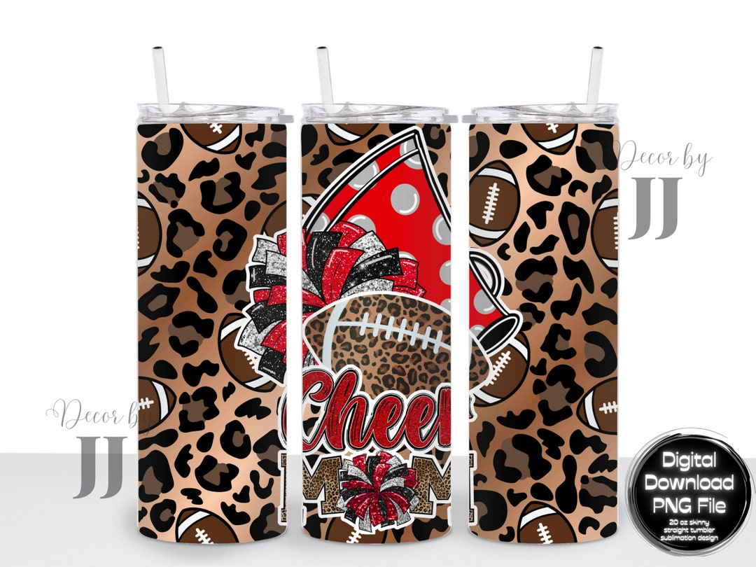 Cheer Mom, Red, Football, Cheerleader, Megaphone, Leopard Print ...