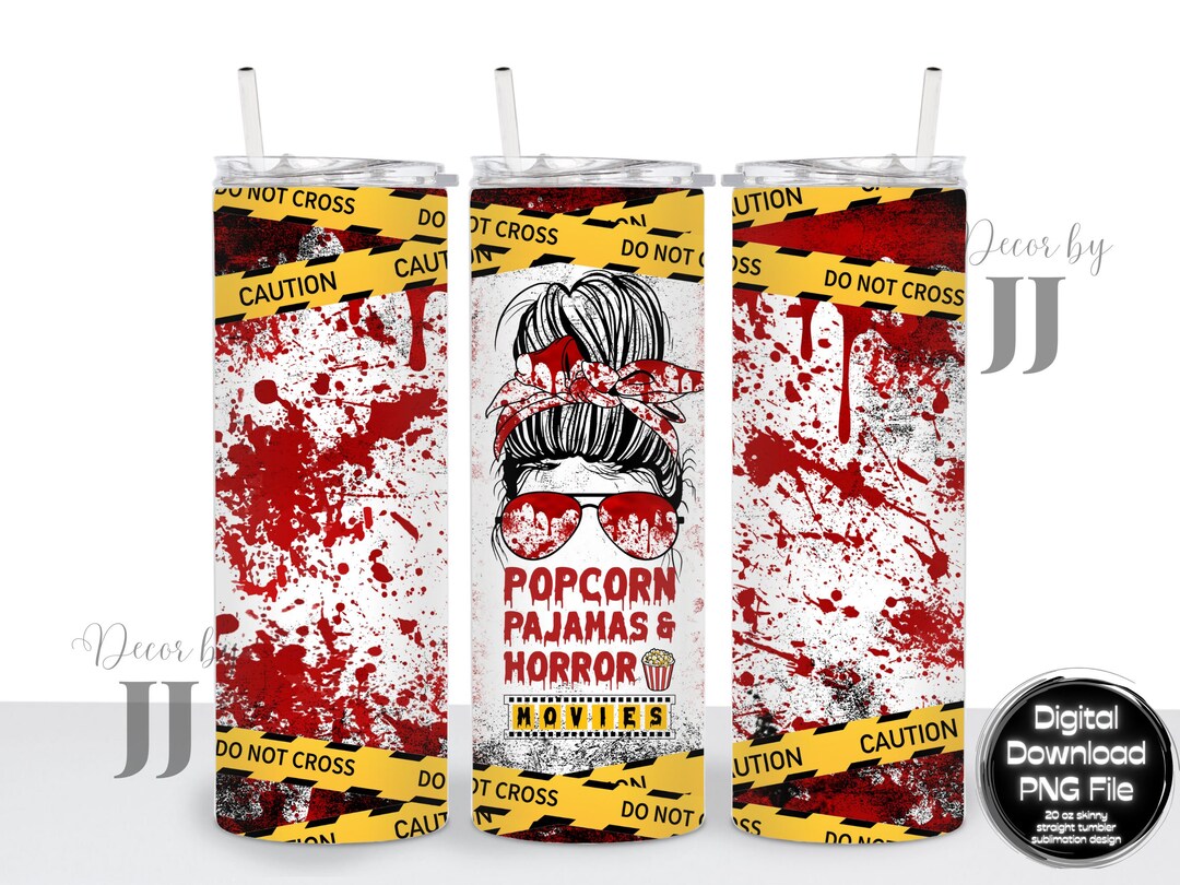 Messy Bun, Popcorn, Pajamas & Horror Movies, Blood Splatter, Film ...