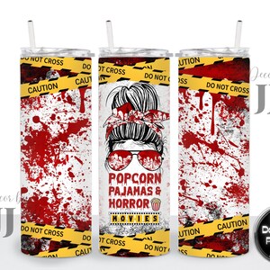 Messy Bun, Popcorn, Pajamas & Horror Movies, Blood Splatter, Film ...