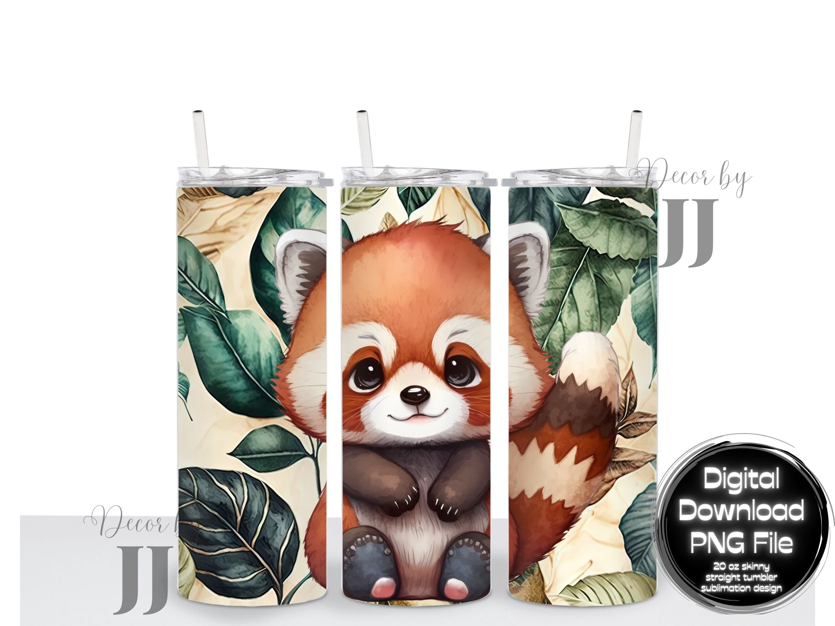 Cute Red Panda Red Panda Watercolor Art Leaves Kawaii Sublimation ...