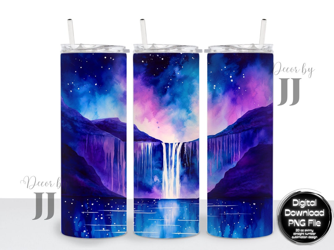 Moonlight Waterfall, Watercolor Art, Waterfall, Night Sky, Forest ...