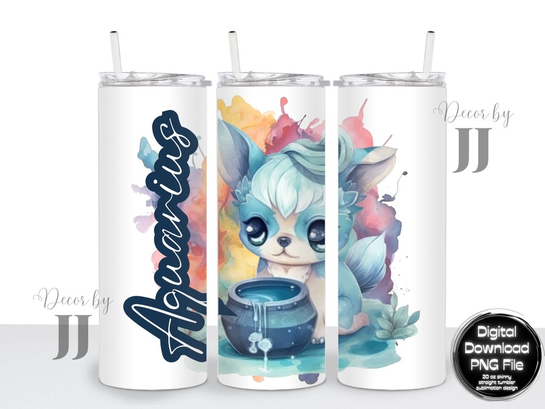 Aquarius, Zodiac Puppy, Dog, Zodiac Sign, Watercolor Splash Sublimation ...