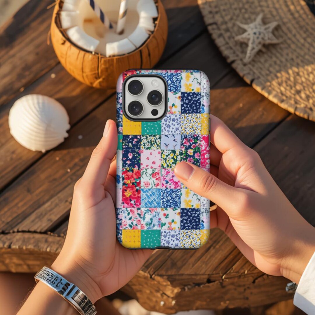 Patchwork Floral iPhone Case Quilt Pattern Phone Cover Cottage-core ...