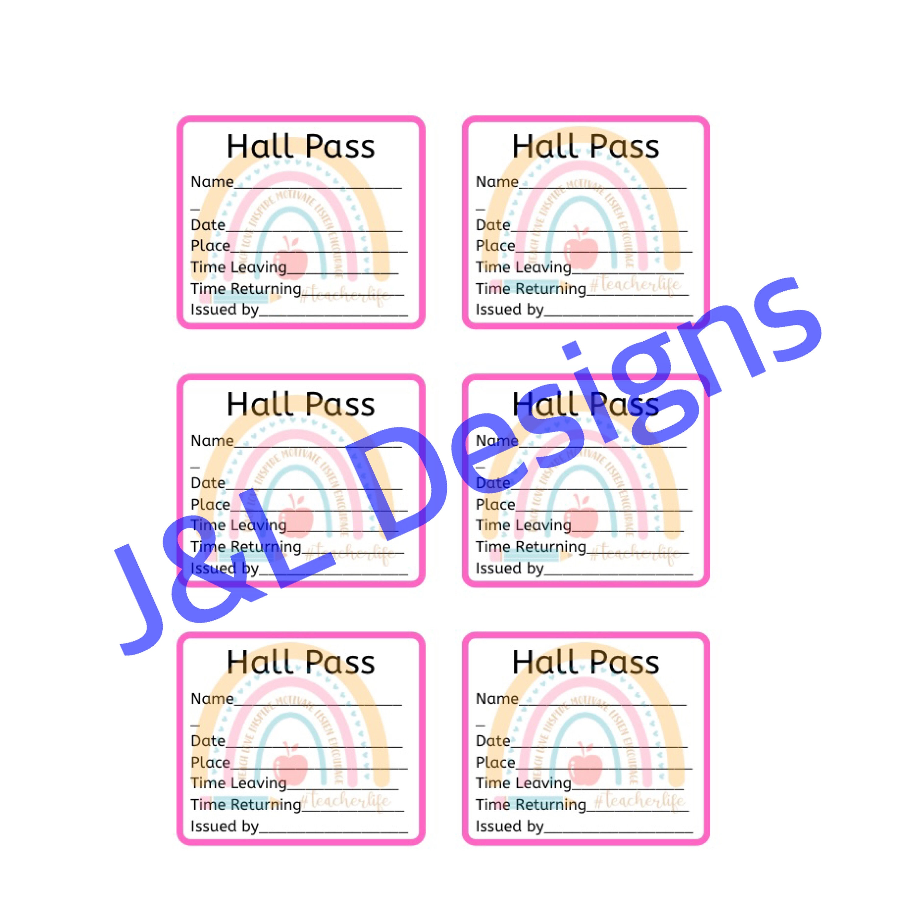 Downloadable Hall Pass | Digital File | Hall Pass | Teacher Needs - Etsy
