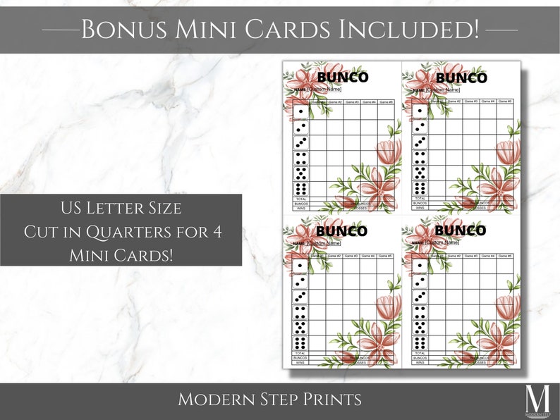 Editable Bunco Score Card Watercolor Flower Scorepad Bunco - Etsy