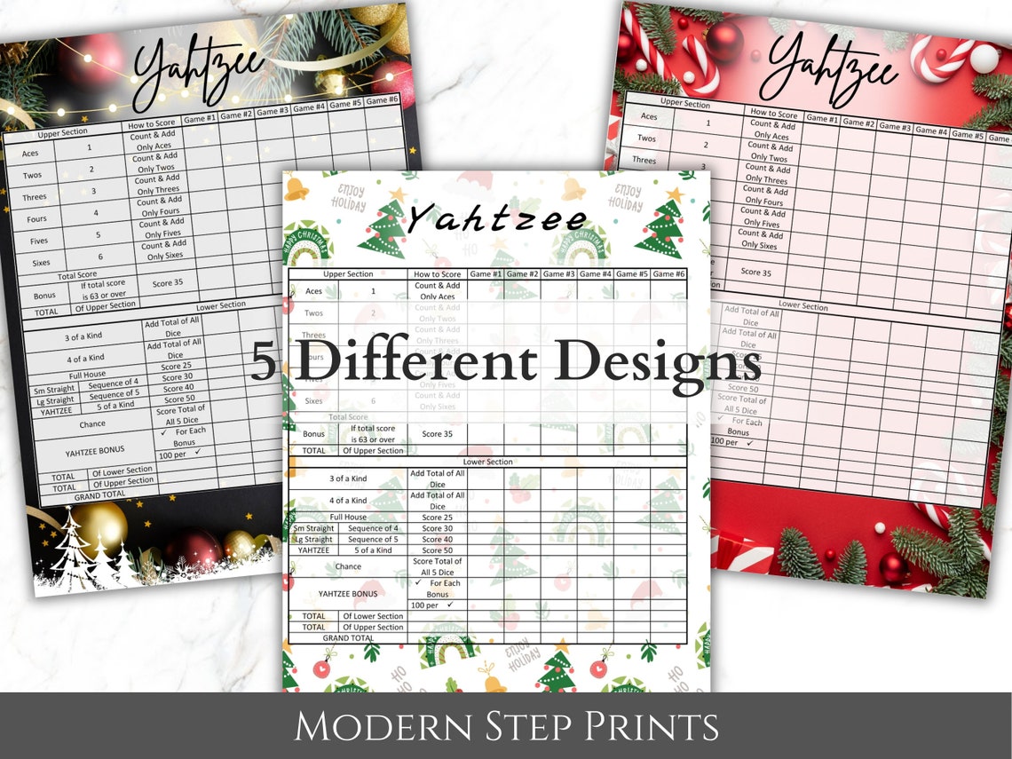 Christmas Yahtzee Score Card Set of 5 | Christmas, Gnomes, Wintertime ...