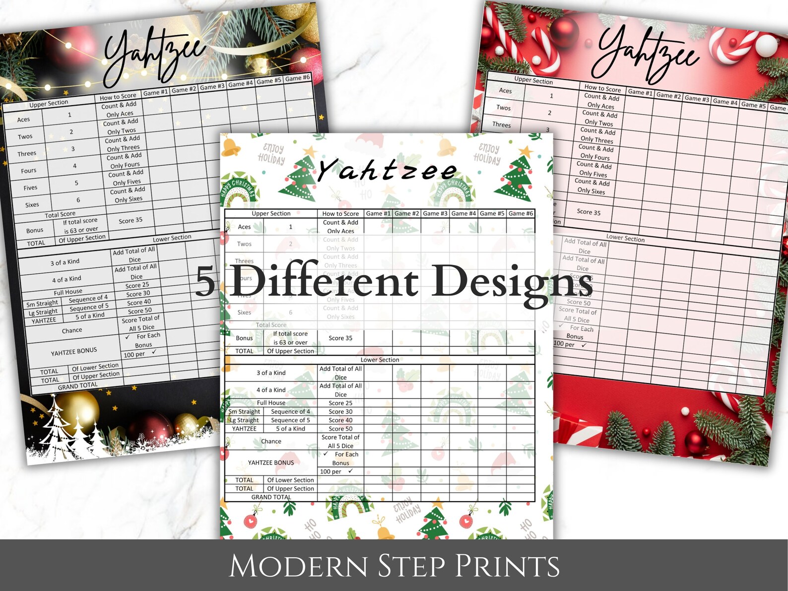 Christmas Yahtzee Score Card Set of 5 | Christmas, Gnomes, Wintertime, Holiday Activity & Game ...