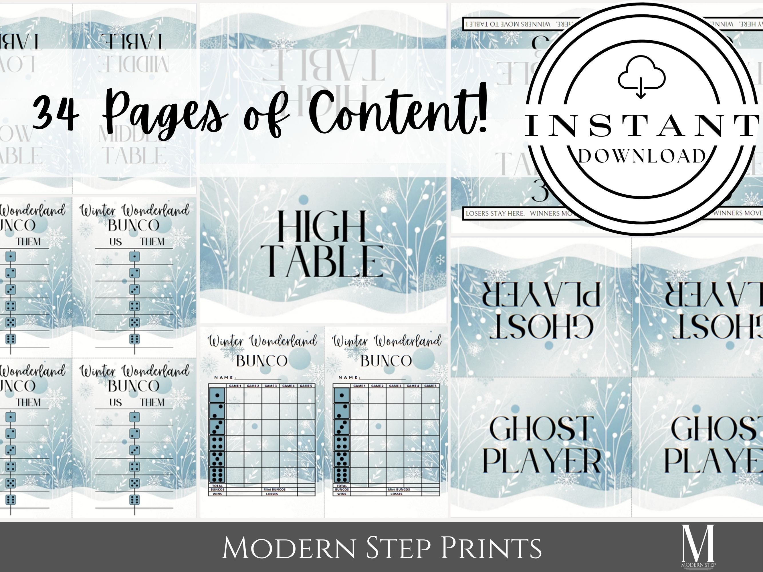 Bunco Score Sheets for Christmas Party Game Winter Wonderland ...