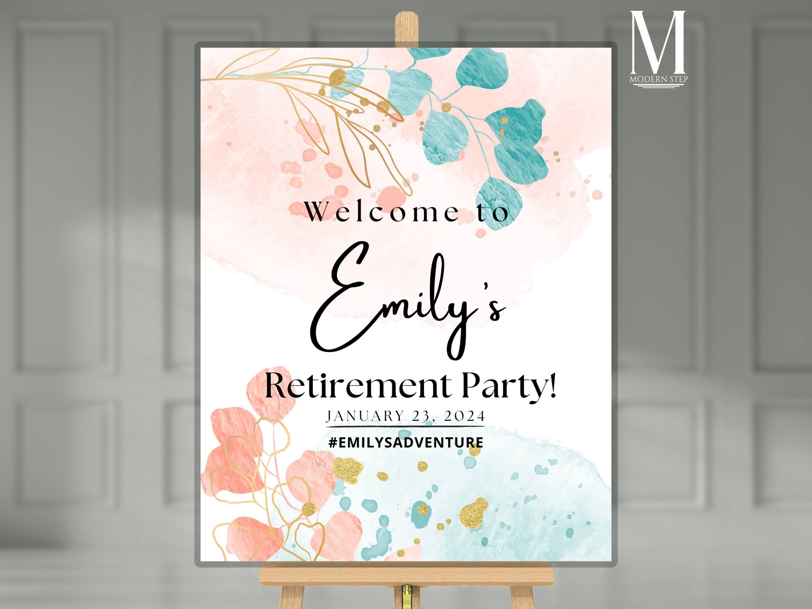 Retirement Party Welcome Sign Printable Flowers Minimalist - Etsy
