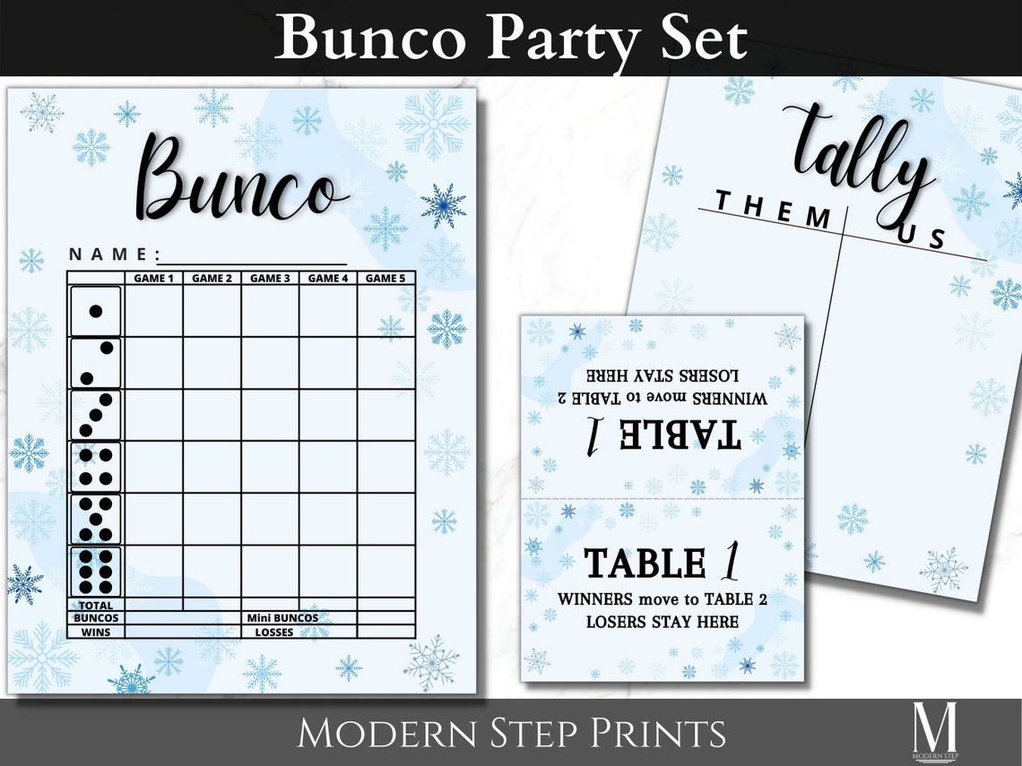 Bunco Printable Winter Bundle of Score Cards for Bunco Birthday Game ...