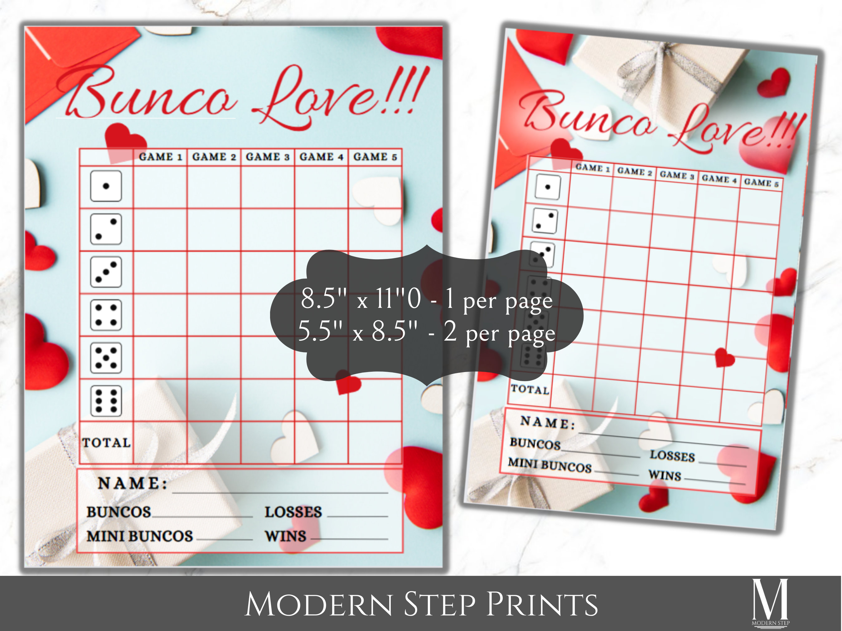 Printable Valentine's Bunco Score Card, Galentine's Day, February Game ...