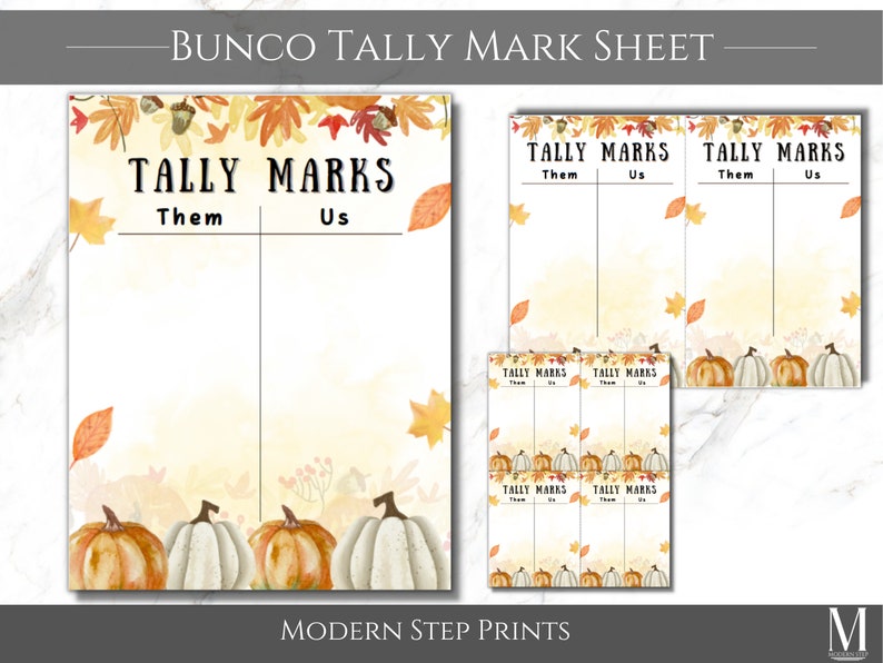 Printable Fall Bunco Bundle of Score Cards, Tally Sheets and Table ...
