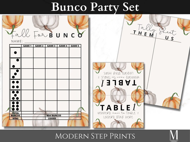 Printable Fall Bunco Bundle of Score Cards, Tally Sheets and Table ...