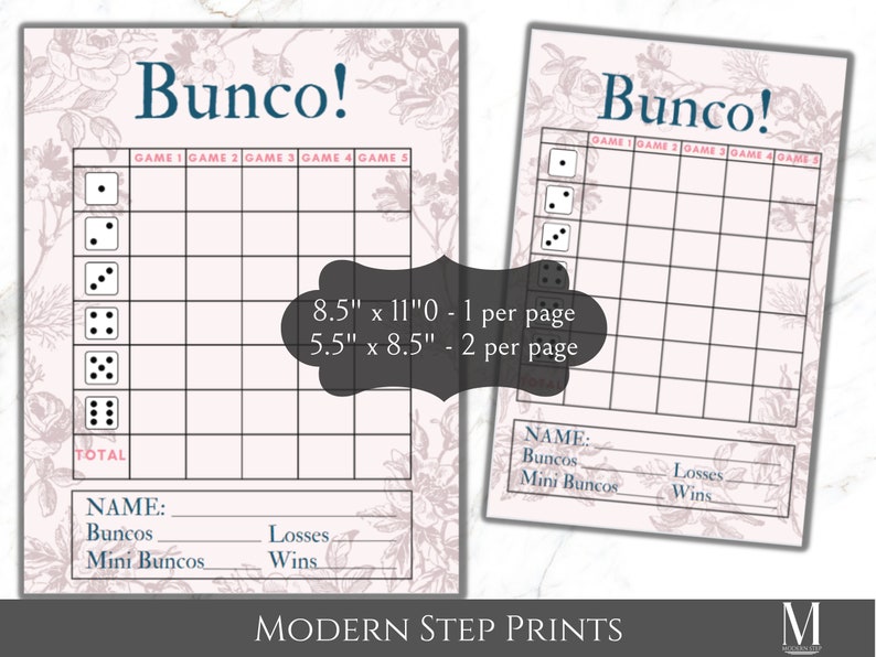 Pink Bunco Scorecard, Easter Bunco Score Card, Galentine's Day, April ...