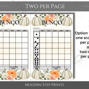 Printable Bunco Fall Bundle of Score Cards, Halloween Game Card ...