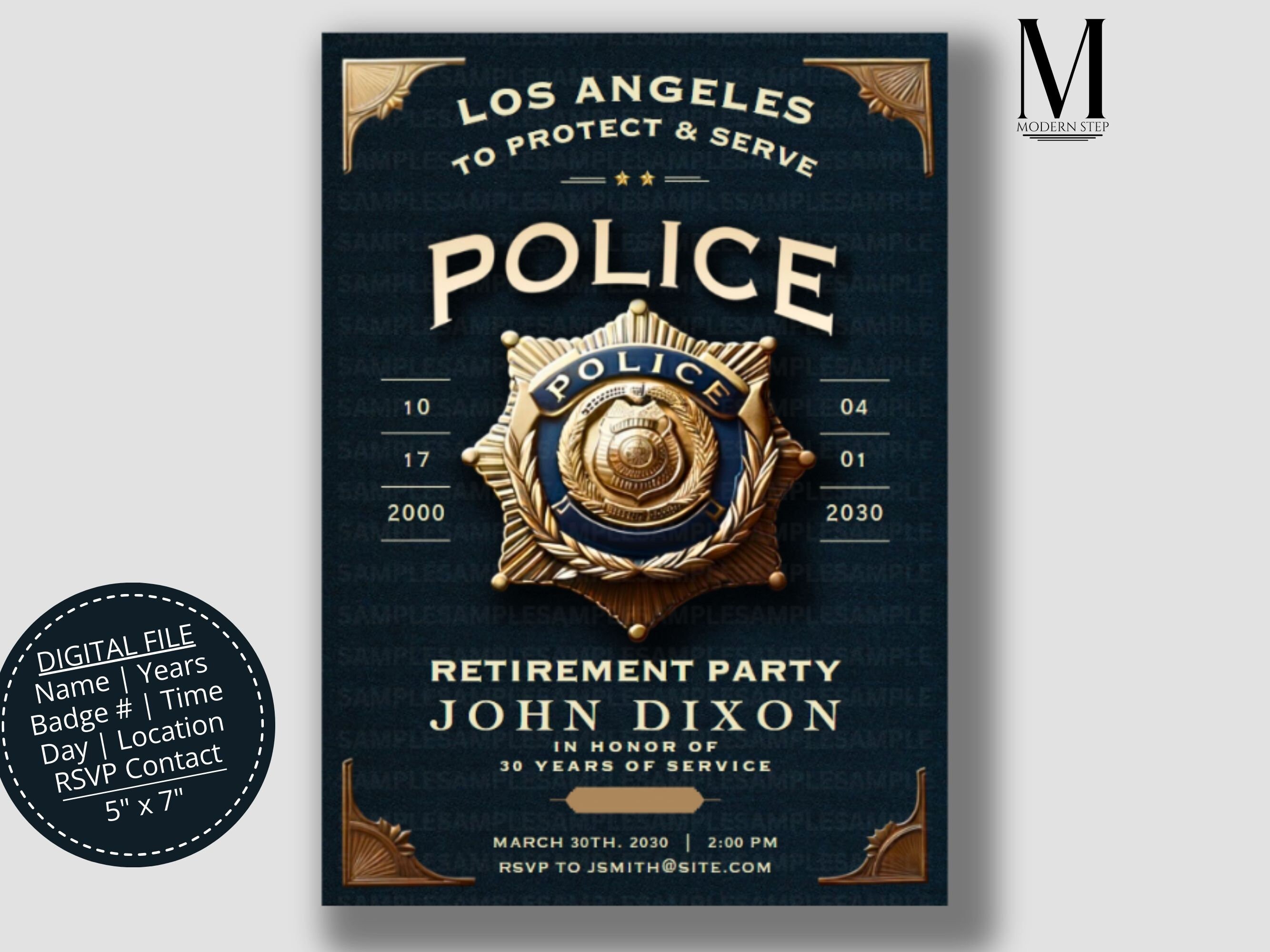 Police Retirement Invitation Printable Invitation for Retirement Party ...