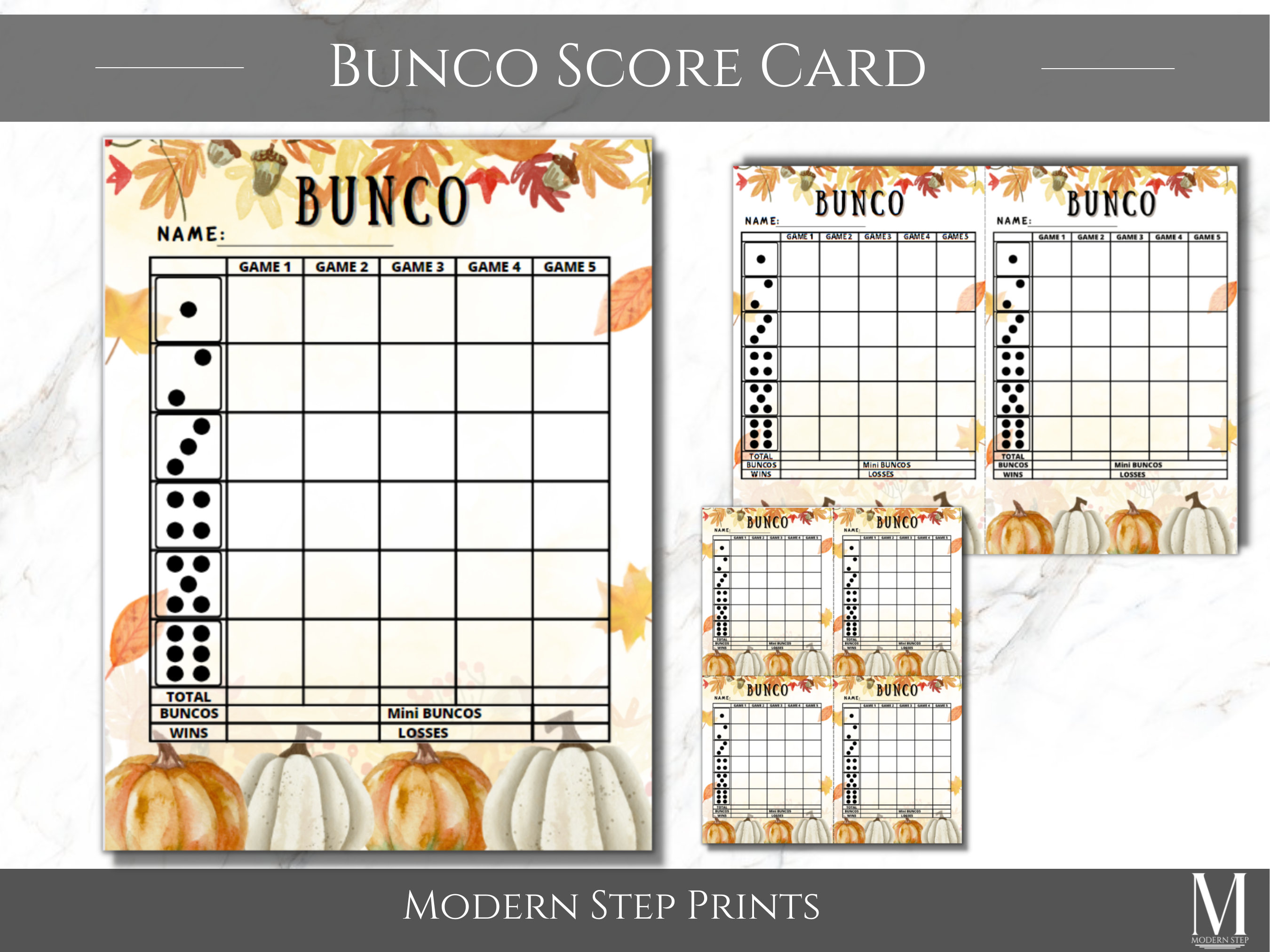 Printable Fall Bunco Bundle of Score Cards, Tally Sheets and Table ...