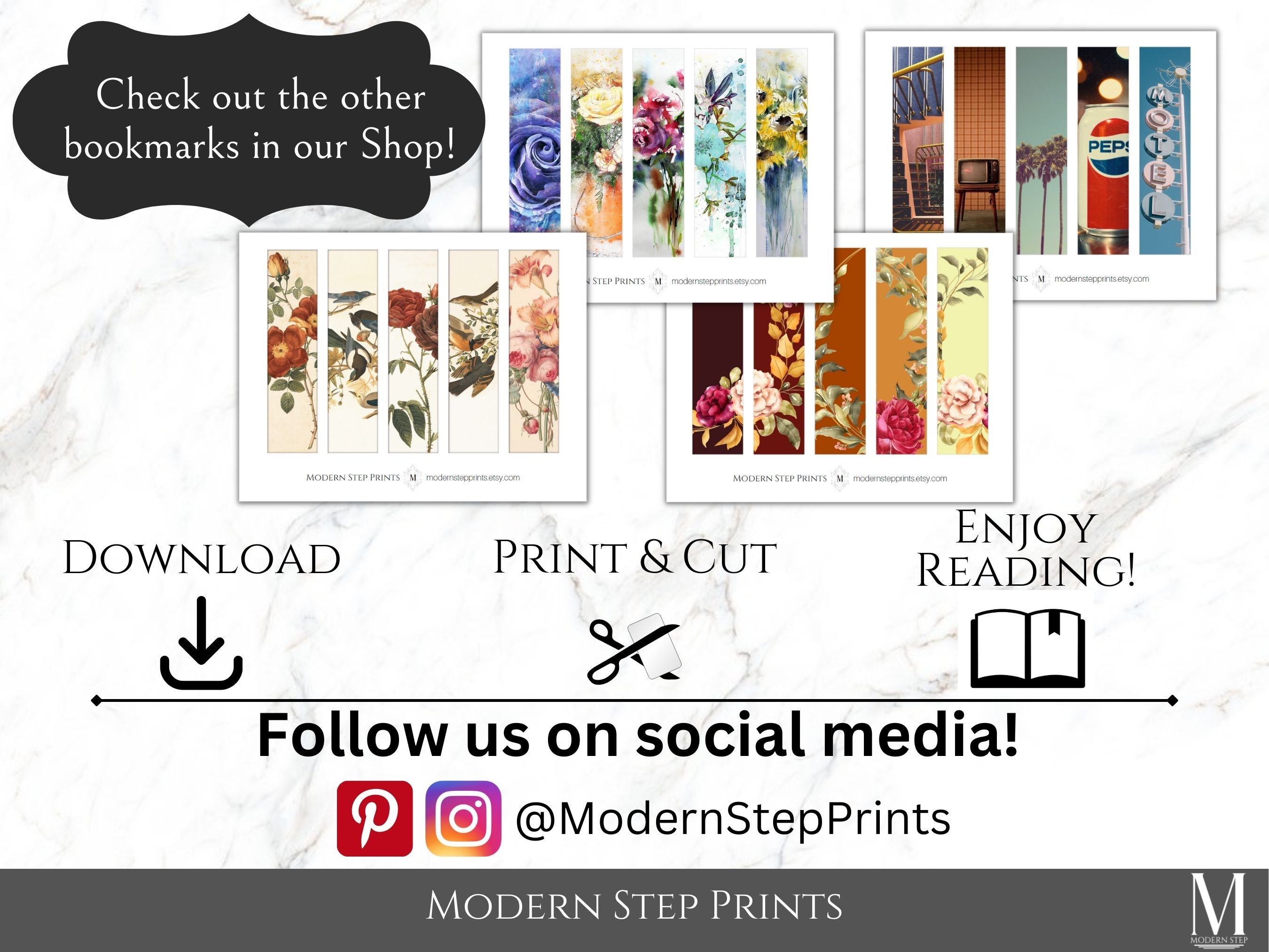Printable Bookmark Minimalist Pop Art Set | Printable Bookmarks ...