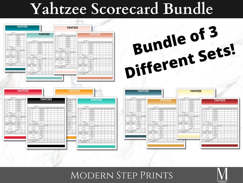 Yahtzee Score Card Bundle Set Yahtzee Score Pad Scoresheet Old School ...