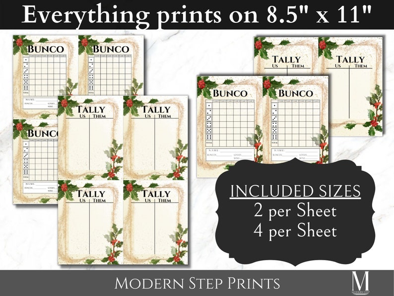 Christmas Bunco Score Sheet Bunco Party Game Night Activity Family ...