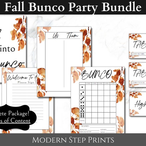 Printable Bunco Fall Bundle of Score Cards Halloween Game - Etsy